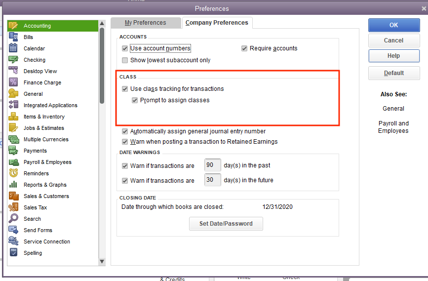 Add the QuickBooks Desktop class to the weekly timesheet