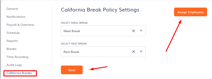 California Break Policy