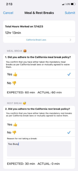 California Break Policy