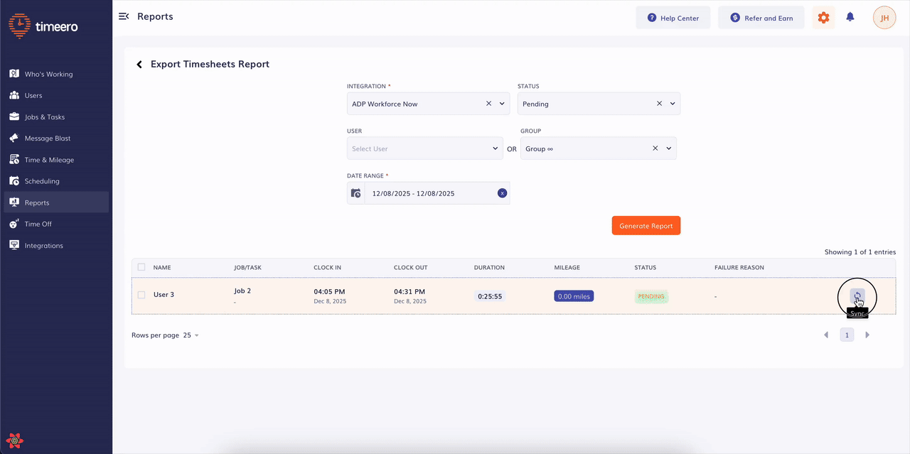 Exporting Specific Timesheets to ADP WFN