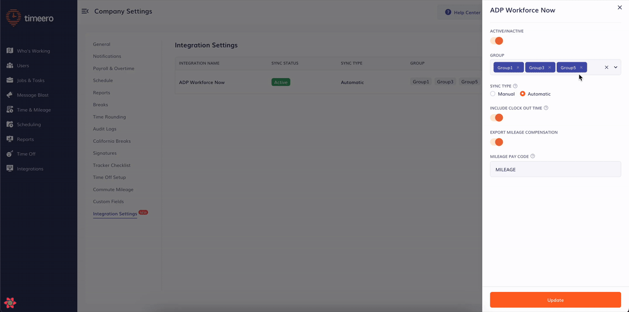 How Do I Export Specific Timesheets to ADP WFN?