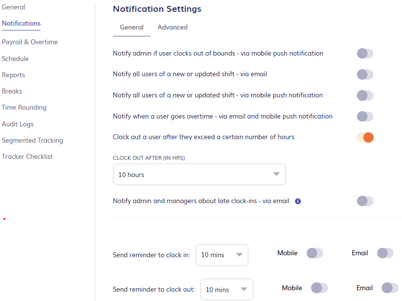 Company Notifications Settings