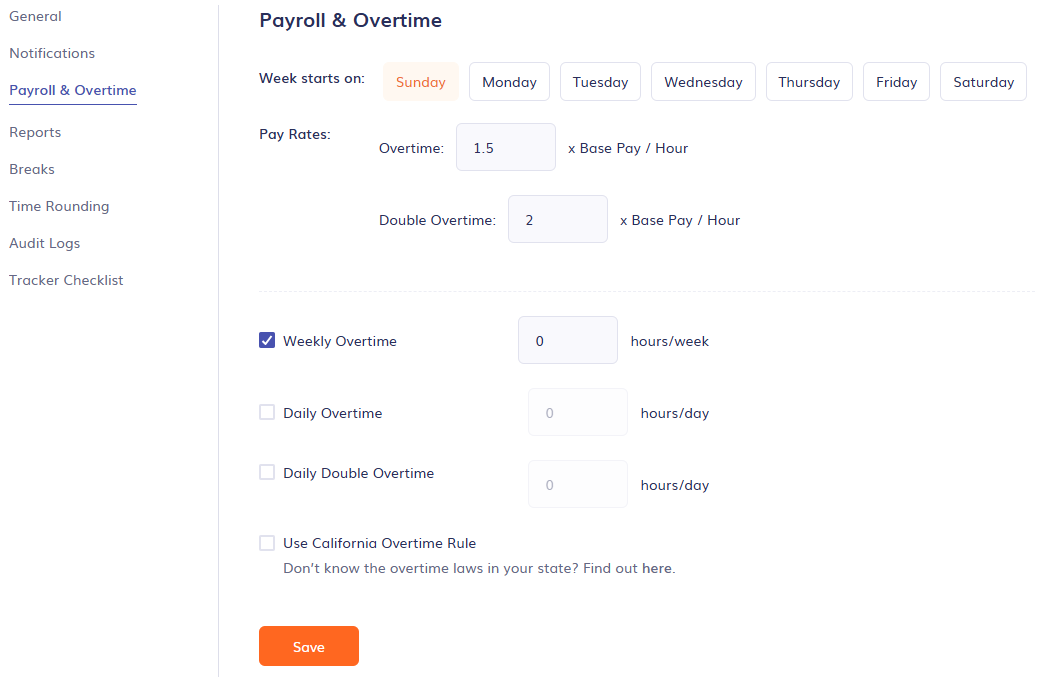 Payroll Settings & Overtime Rules